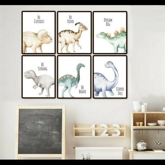 Art | Nursery Decor Baby Dinosaur Drawings Quotes Wall Art Set Of 6 ...
